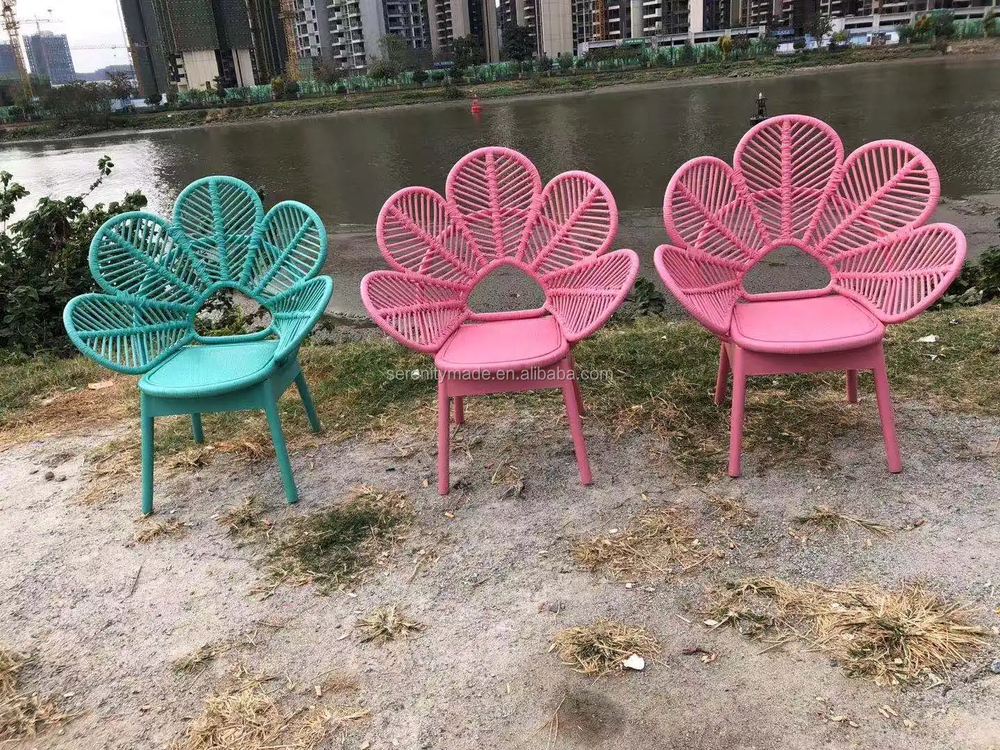 Natural Wicker Rattan Flower Chair With Seat Pad - Buy Rattan Flower ...