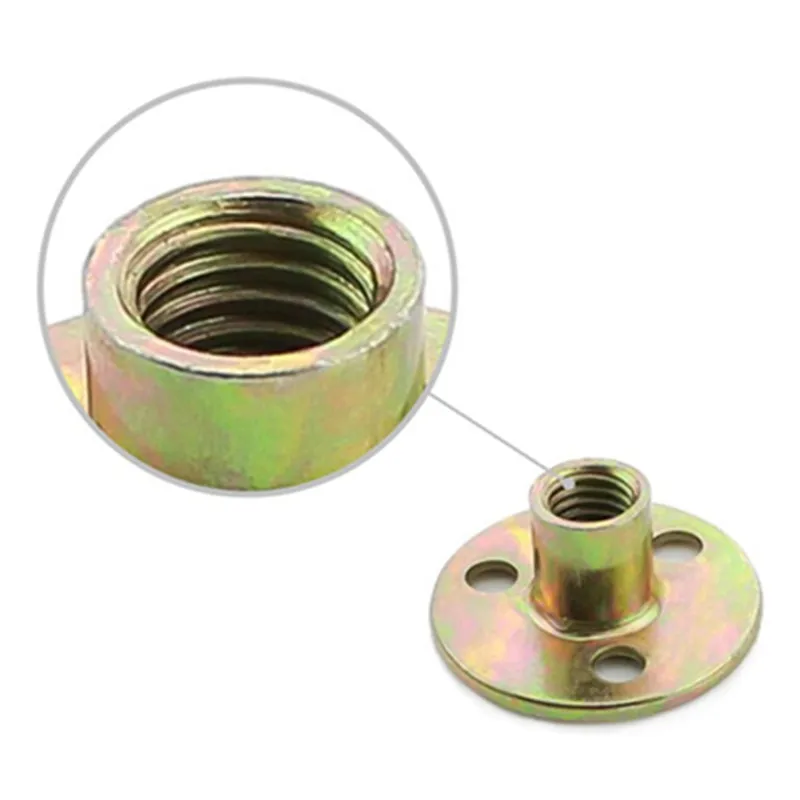 M6 M8 Carbon Steel Zinc Plated Metal Round Base Brad Hole T Nut Three Holes Tee Nut Splint Nut ...