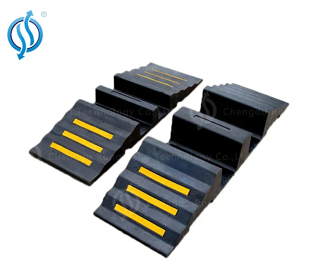 Industrial Grade 2-Channel Crossover Rubber Ramp - Durable Hose Protection