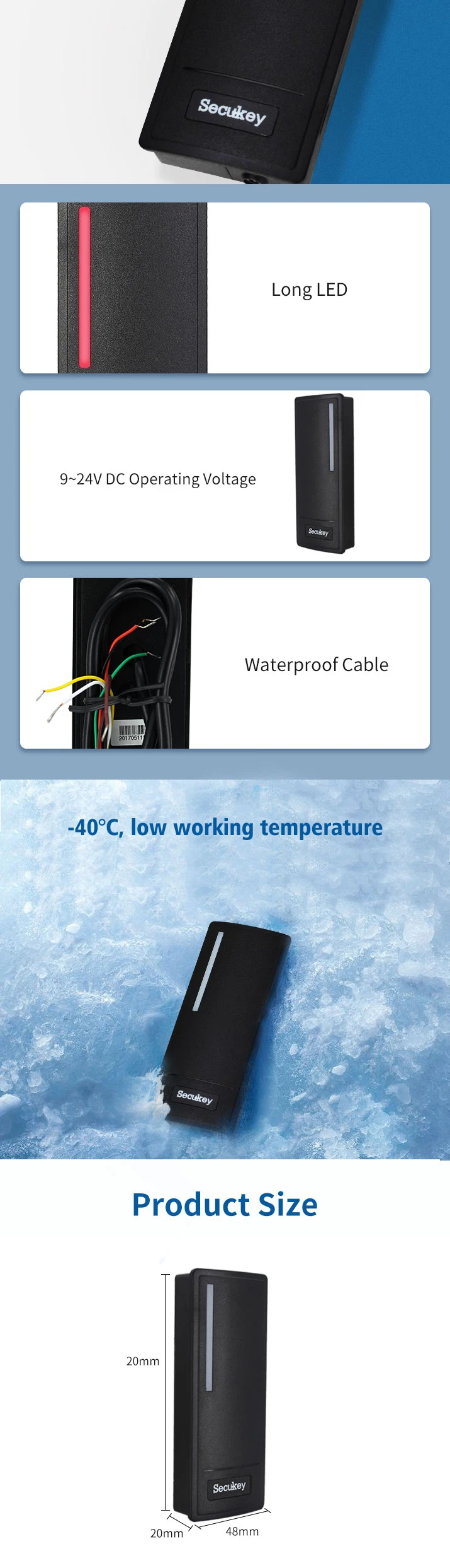 Secukey Waterproof Active Felica 13.56 Mhz Iso14443a Rfid Card Reader ...