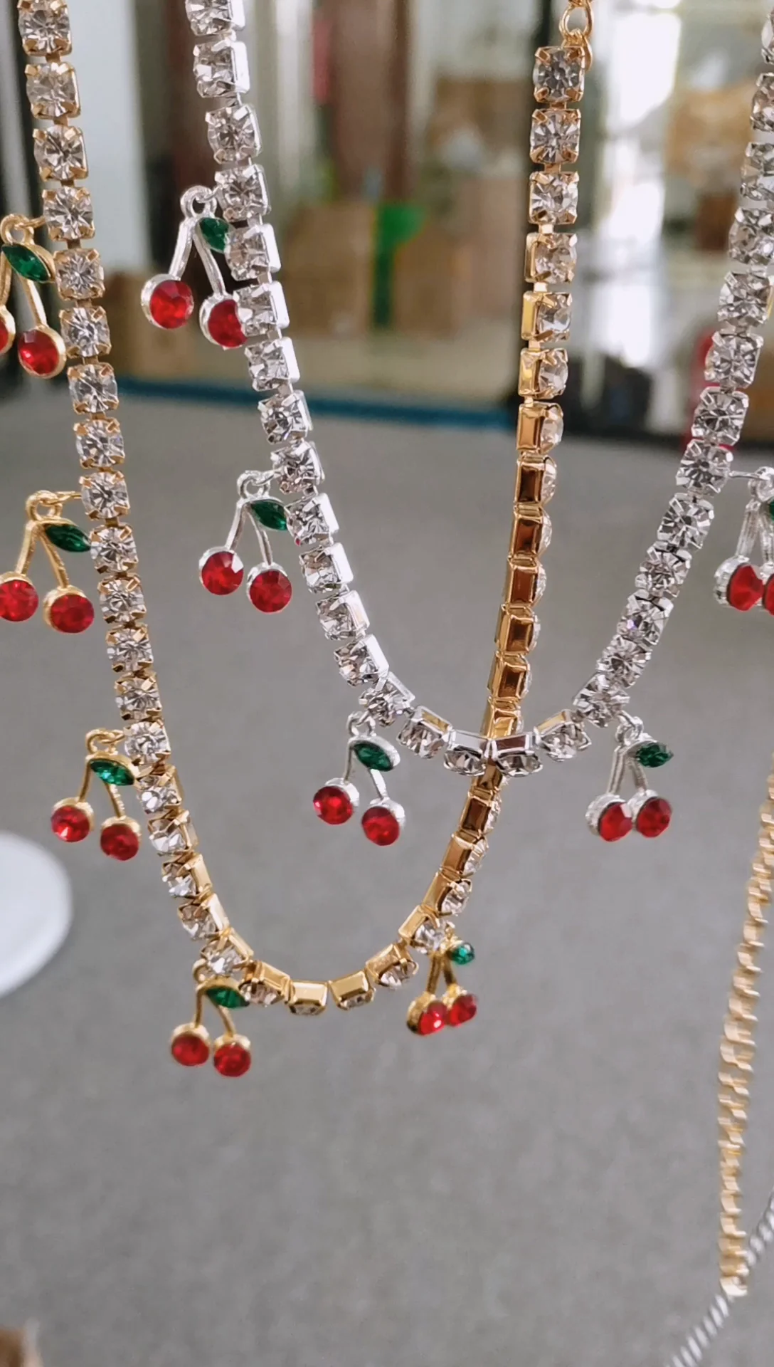 Fashion Crystal Cherry Anklet For Women Gold Color Sweet Fruit Foot ...