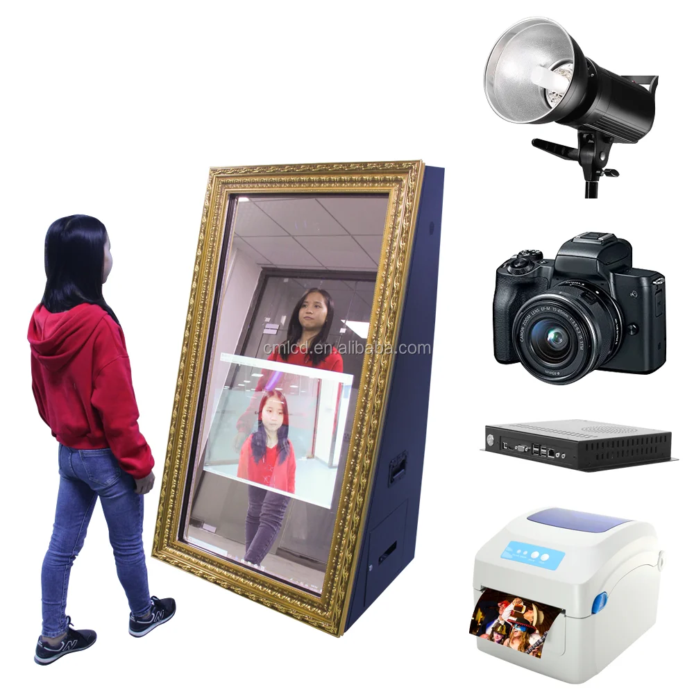 Lcd Display Party Photo Booth 62 Inch Mirror With Led Ring Light ...