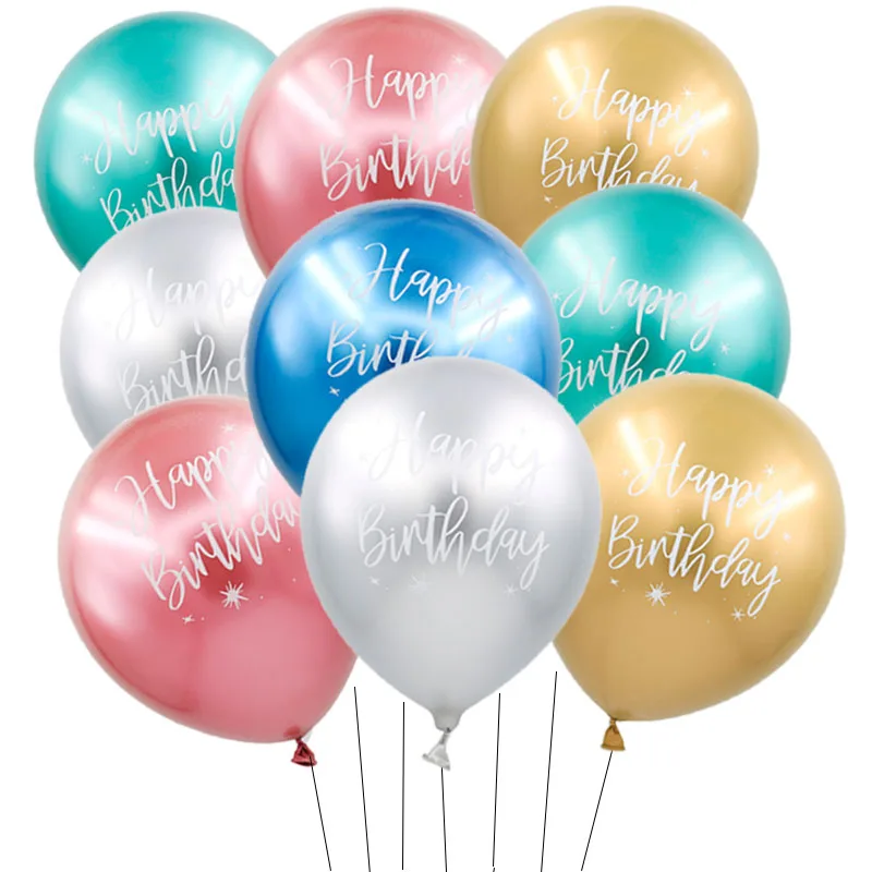 12inch Happy Birthday Chrome Balloons - Metallic Latex