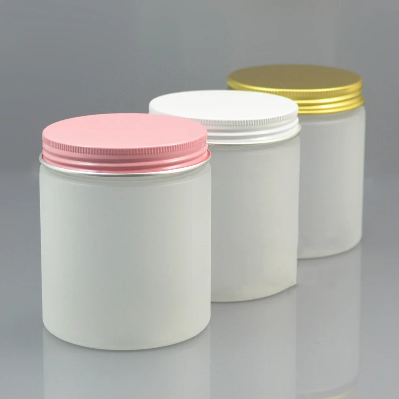 Empty Round Shaped Plastic Jars with Colorful Aluminum Lid