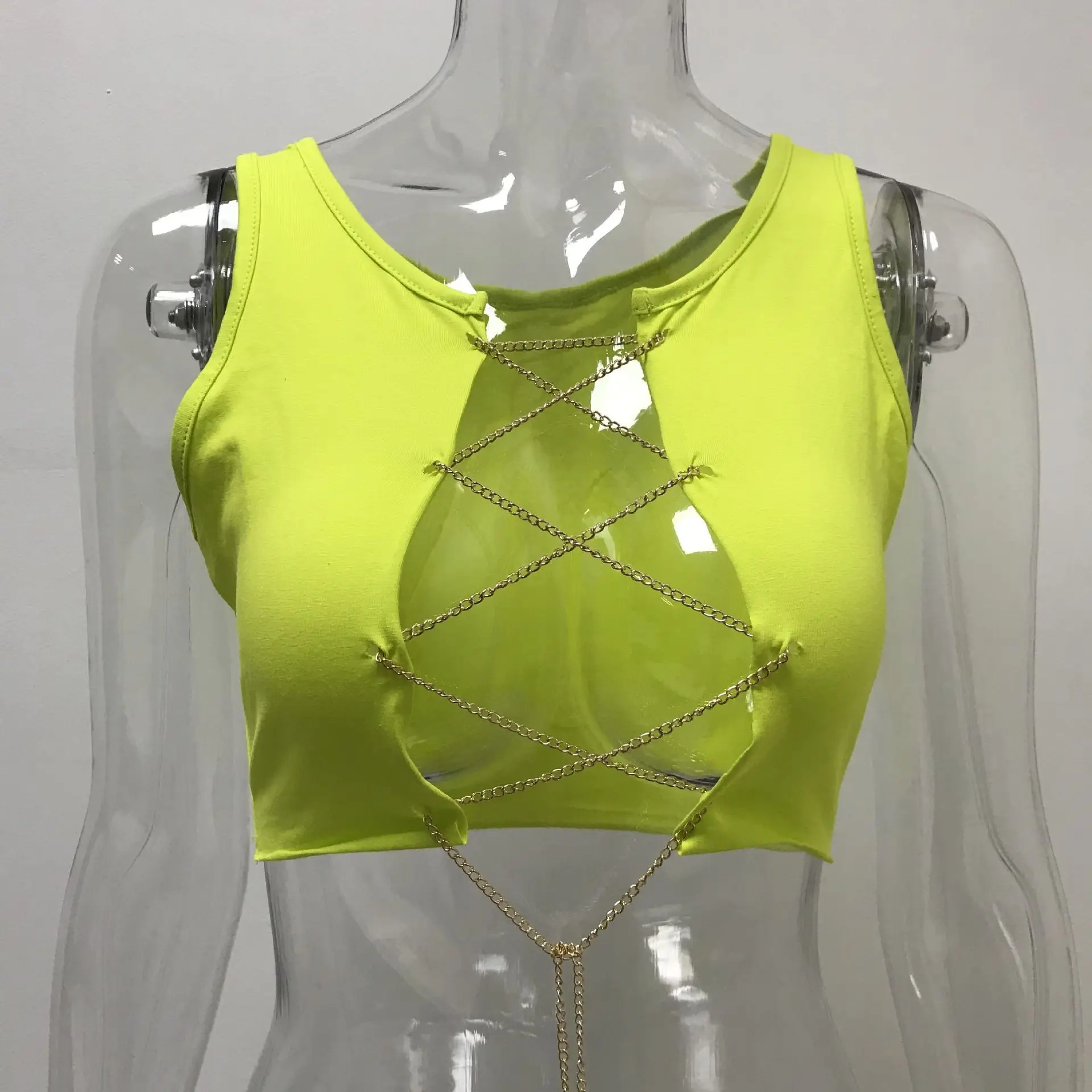 Women Sexy Chain Lace Up Crop Tops Casual Women Summer Tube Lace Tank ...