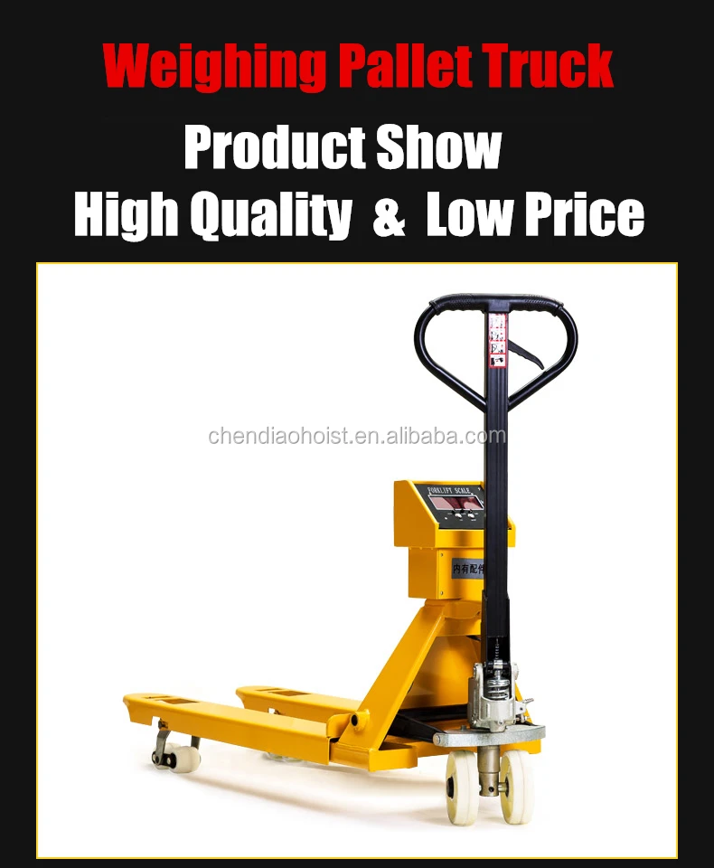 Nylon Wheel 2500kg Hydraulic Pallet Trolleys Hand Pallet Scale Weight ...