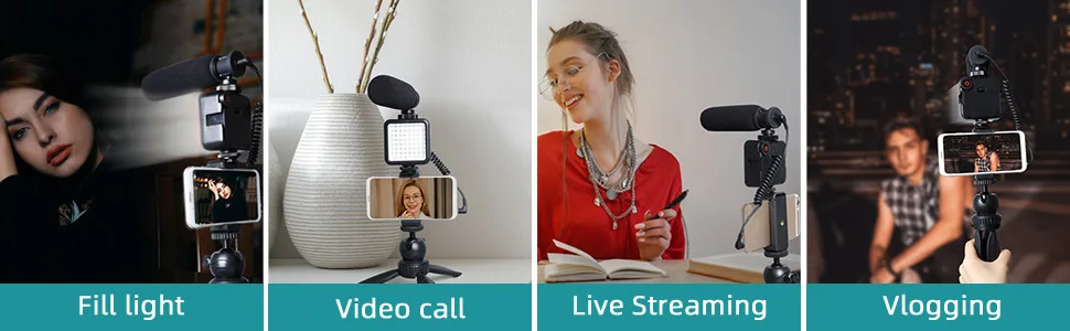 Professional Vlog Microphone With Led Light For Broadcasting ...