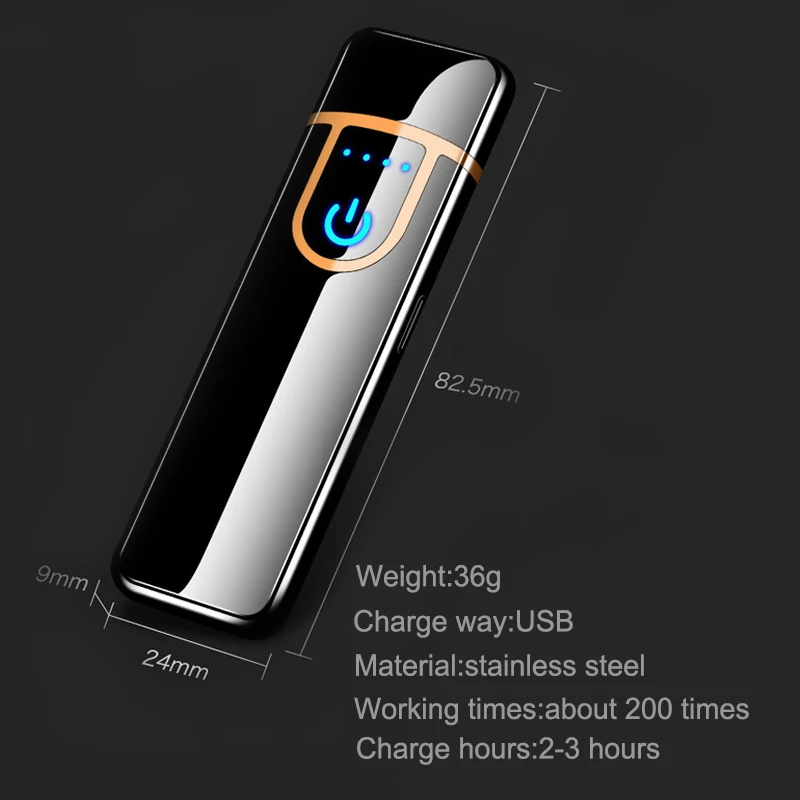 USB Mini Electronic Lighter Windproof Metal Charging Electric Lighters ...