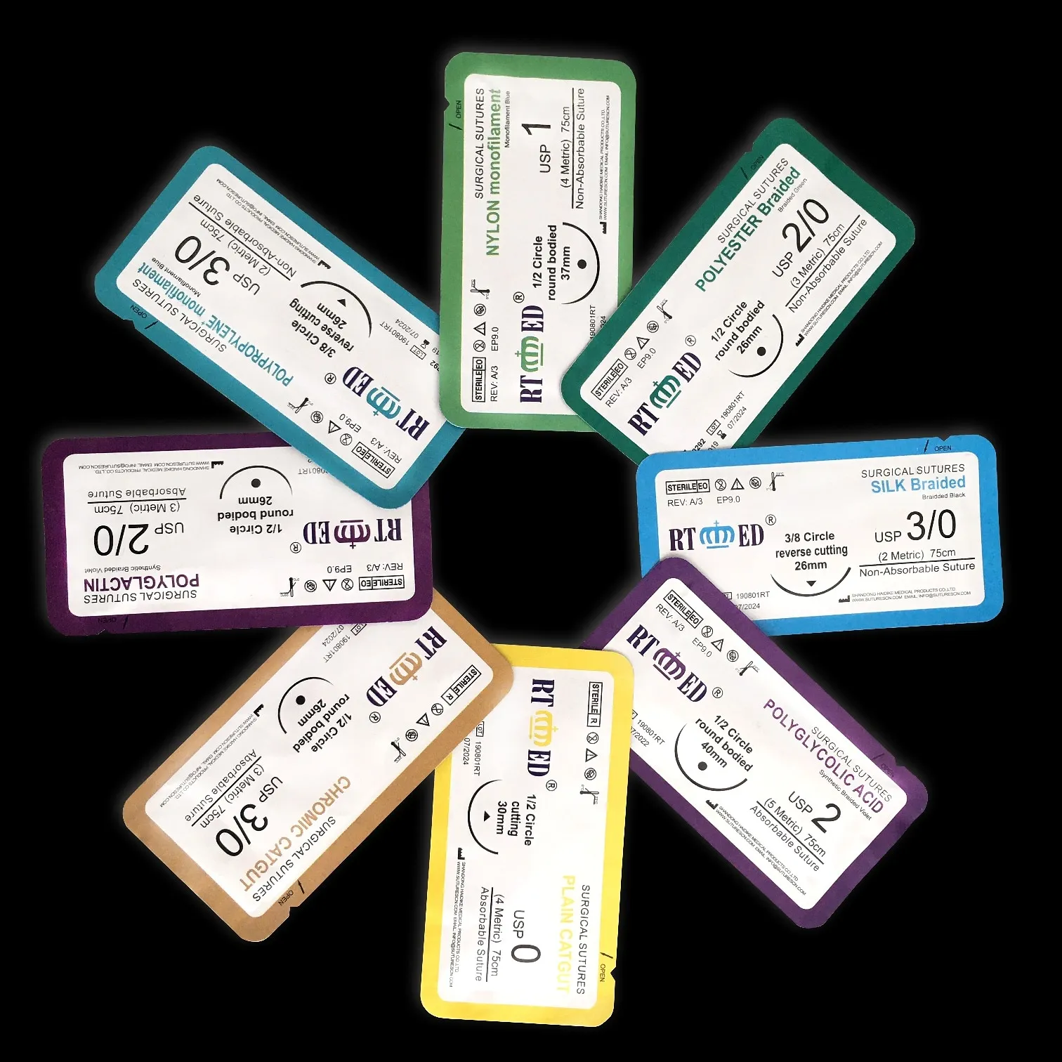 Natural Suture Black Braided Silk - RTMED Surgical Sutures