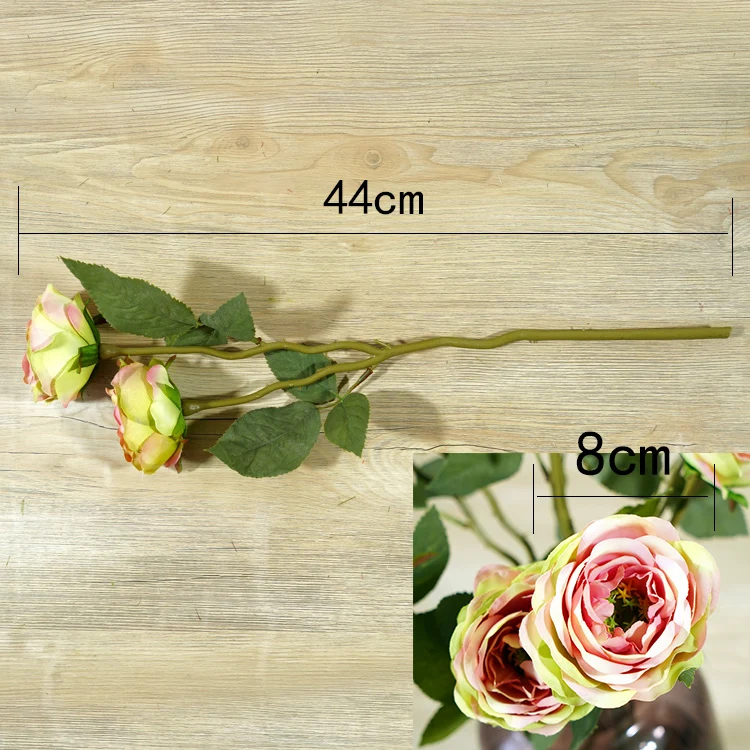 2 Flower Heads Plastic Artificial Bouquet Pappy Rose Flowers ...
