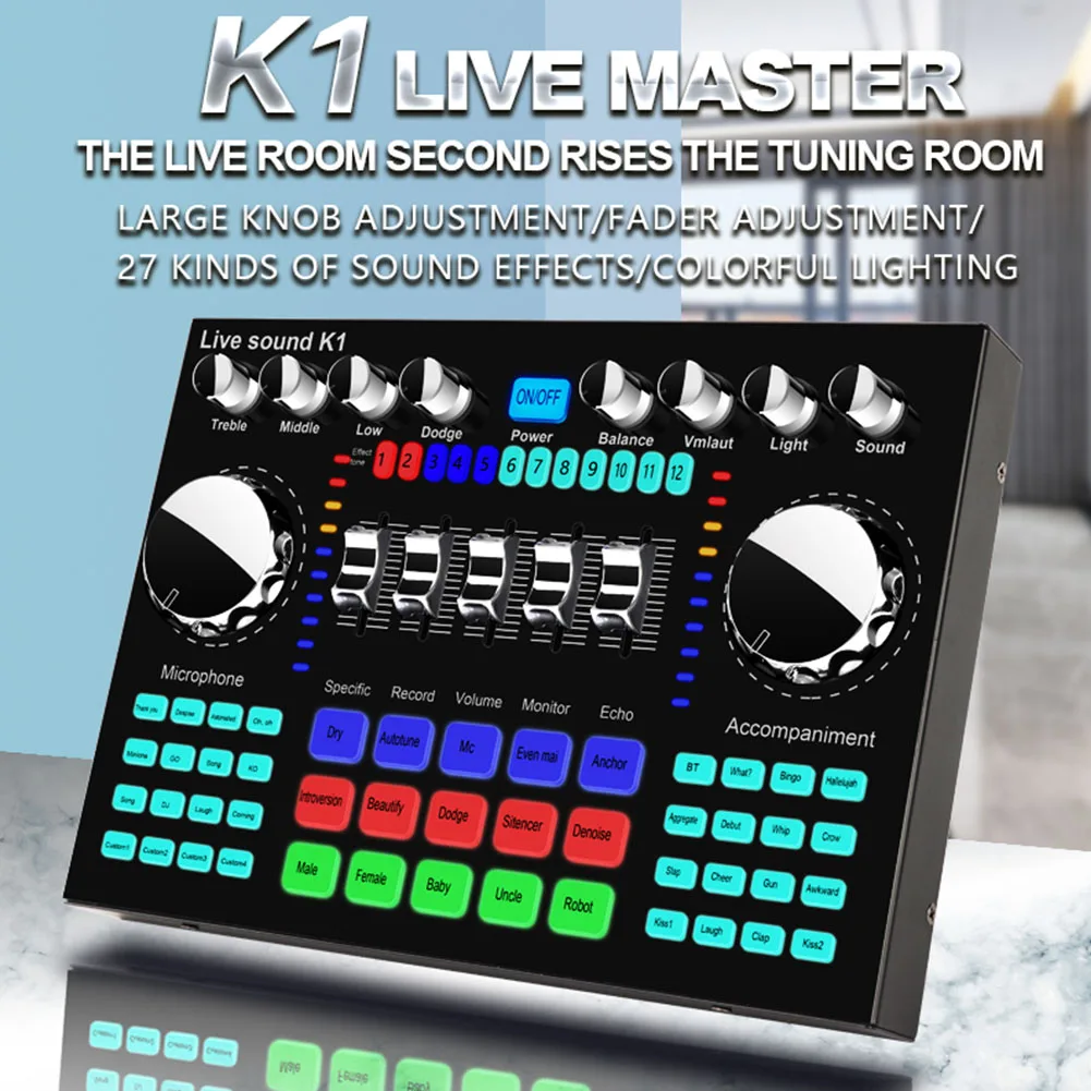 Multifunctional K1 Sound Card Live Streaming Party Sound System Disco ...