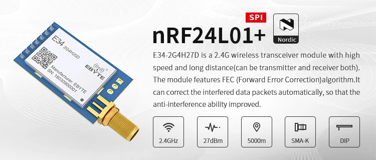 Ebyte E34-2G4H27D Nrf24l01 Wireless Module - High Speed & Range