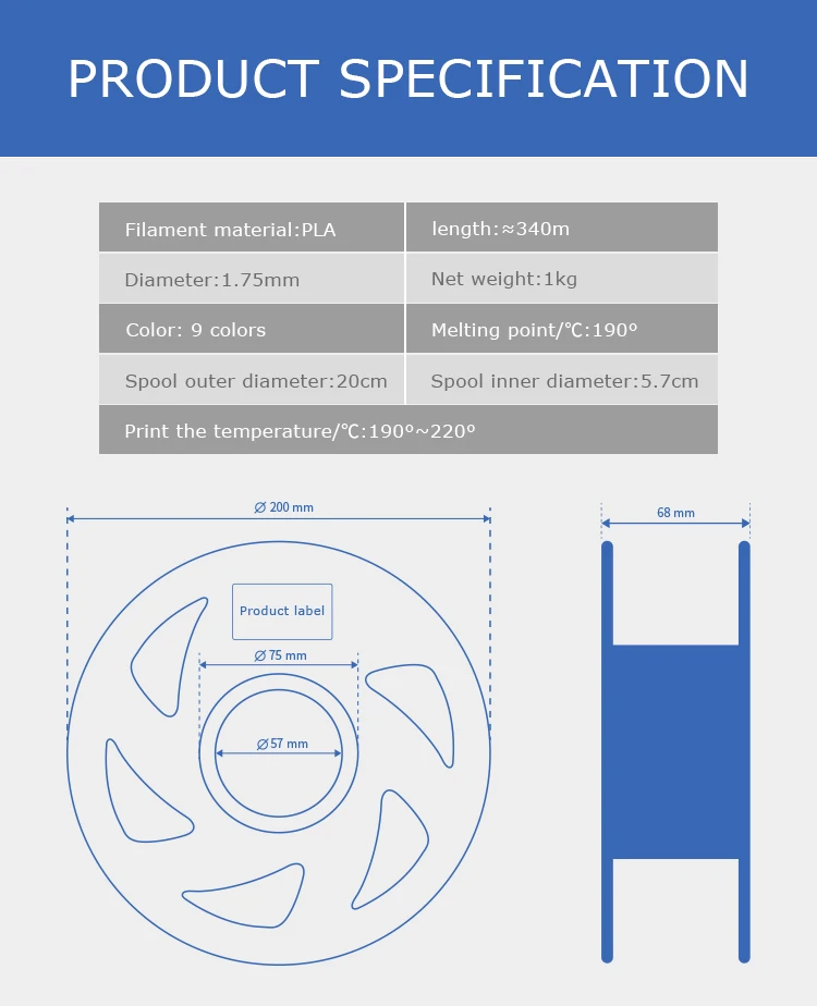 High Quality 3d Printer Pla Filament 1.75mm 3.00mm - Buy 1.75mm Pla ...