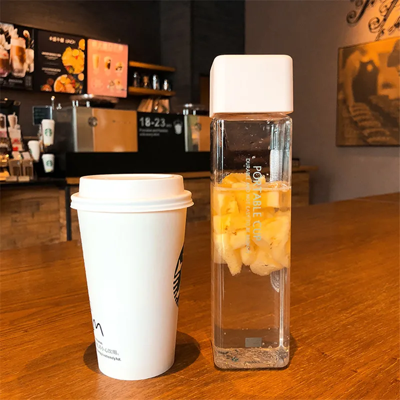 Portable Transparent Square Plastic Water Bottle