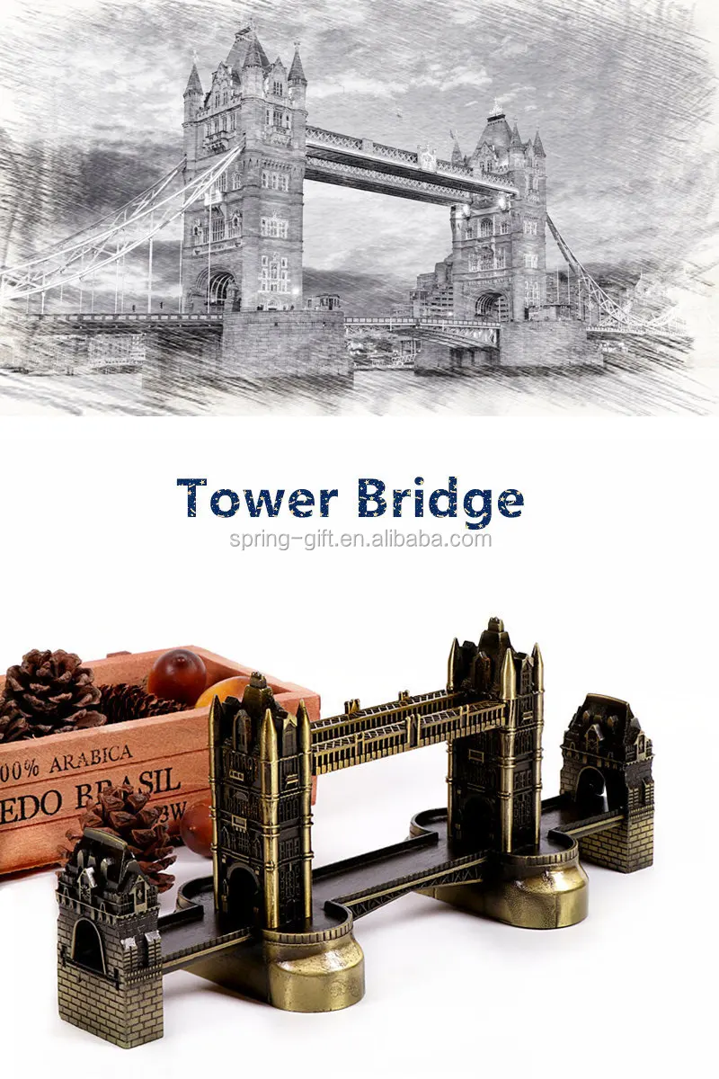 New London Tower Bridge Statue Retro Metal Building Model London Bridge ...