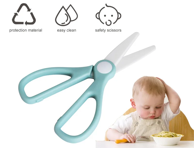 Bpa Free Portable Safety Blue Baby Food Ceramic Scissors With Plastic ...