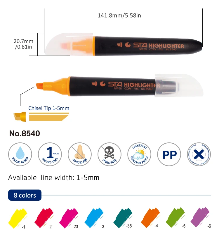 Sta 8540 Art Non-toxic Mini Highlight Marker Pen Highlighter For ...