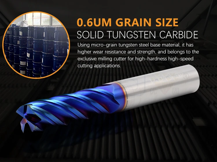 Cnc Milling Cutter Hrc65 Altisin Nano-blue Coating Solid Carbide ...