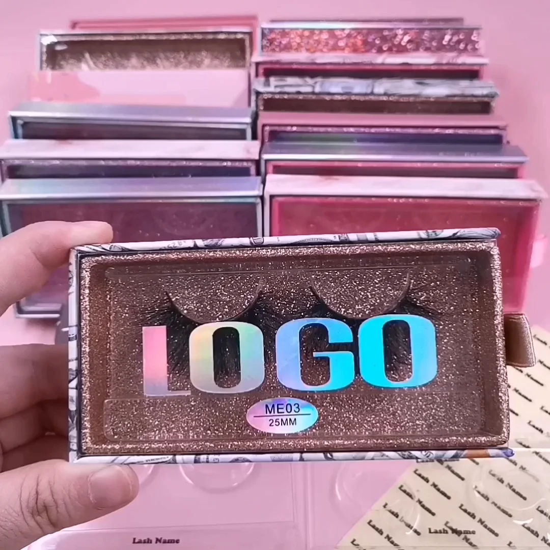 Private Label Small Order Holographic Pull Out Eyelash Packaging Case ...