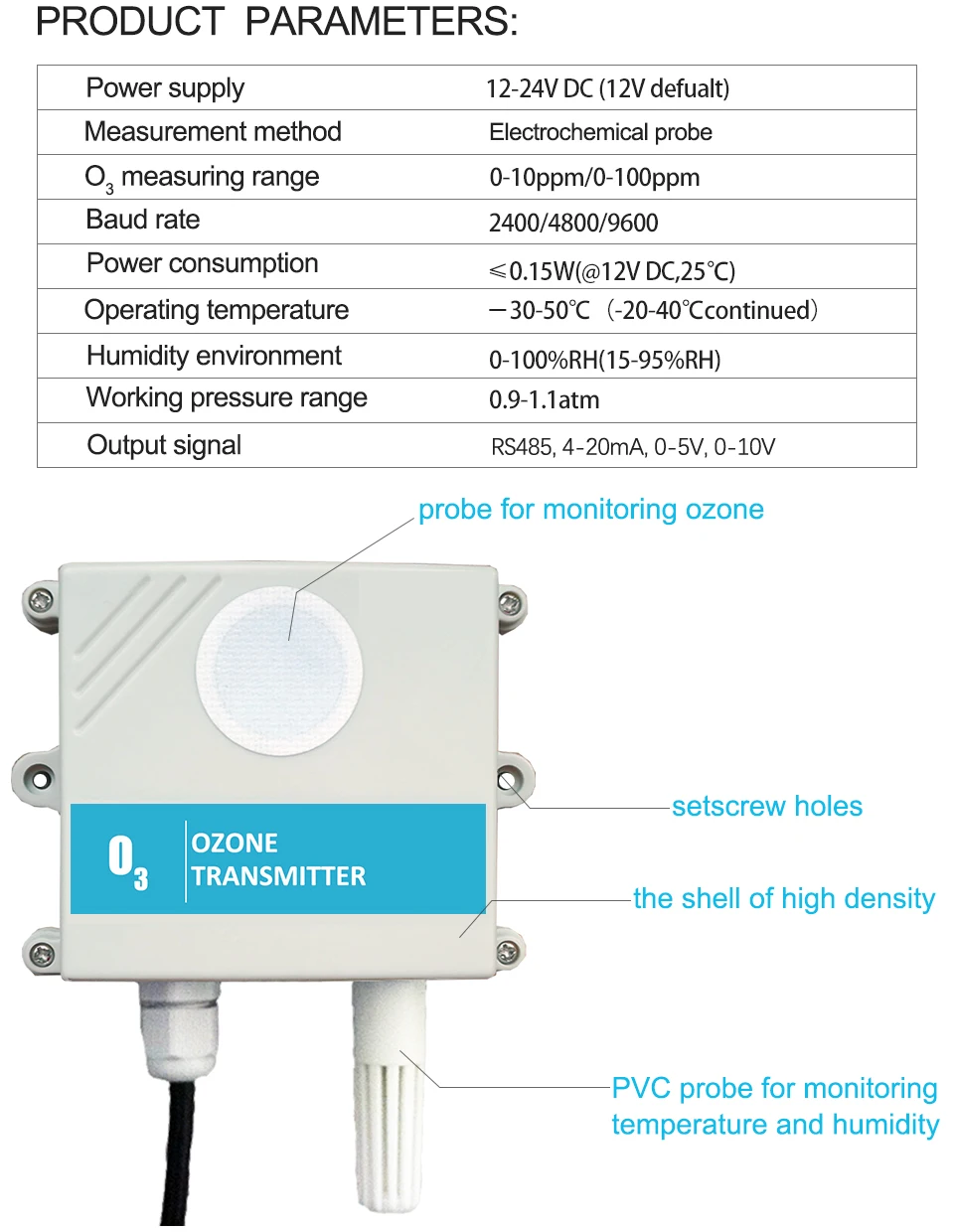 3 In 1 Wall Mount Ozone Gas Sensor O3 Gas Analyzer Air Quality O3 ...