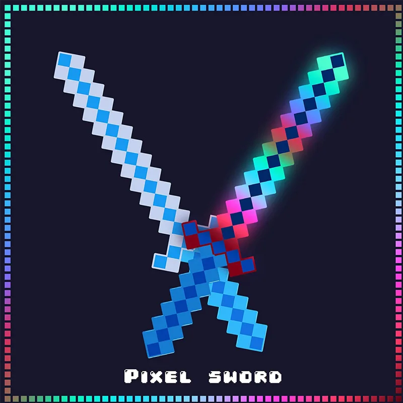 Flashing Wave Mosaic Pixel Sword Light Up Sword Toy Led Gaming Sword ...