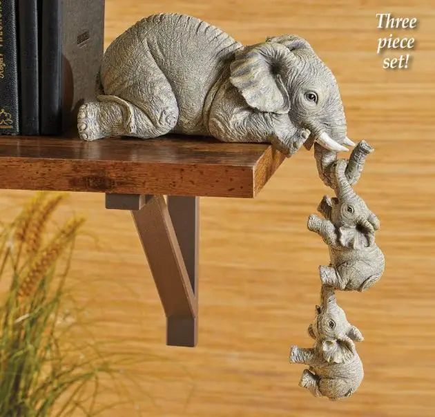 Resin Elephants Plush Toys Set Of Three Mother And Two Babies Hanging ...