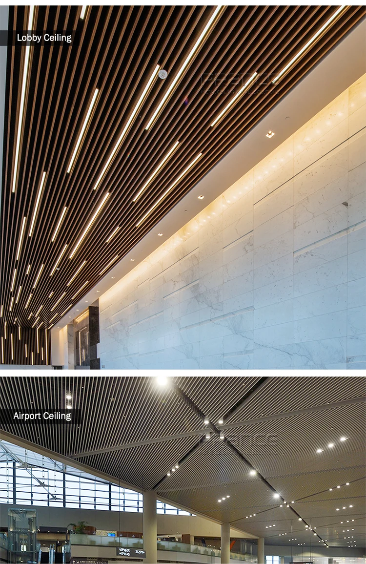 Aluminum U Shaped Baffle Ceiling Design by PRANCE
