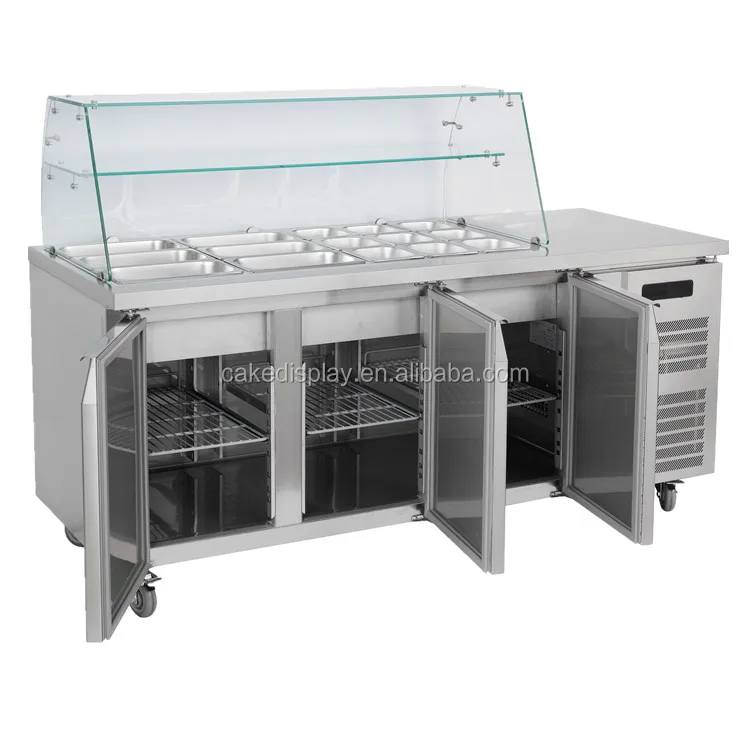 Air Cooling 3 Doors Salad Bar Counter Refrigerator - Snowland