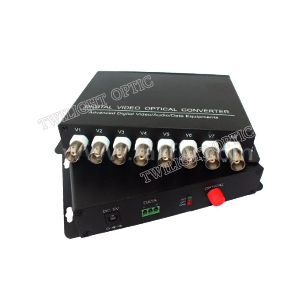 Fiber Optic 8 Channel CCTV BNC to IP Converter Audio Transmitter