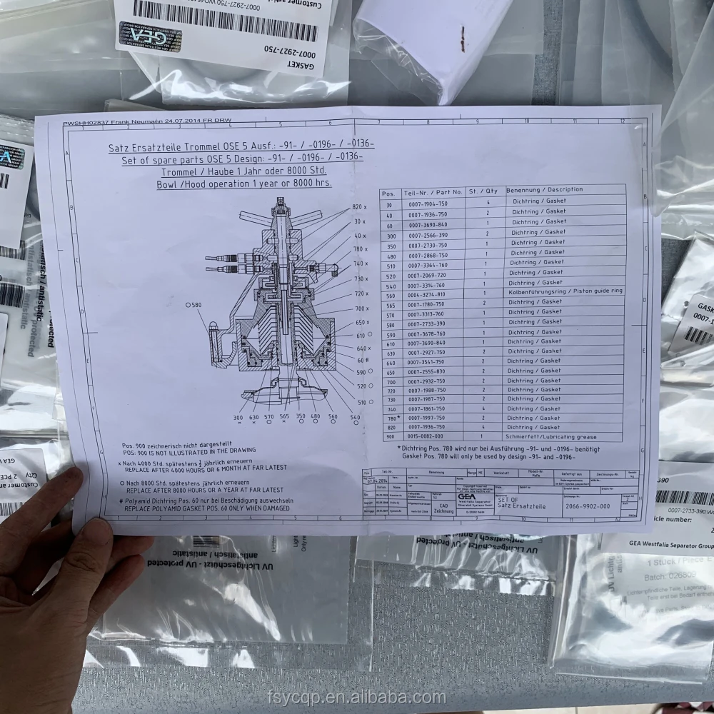 GEA Westfalia Separator Repair Kit - Original Parts