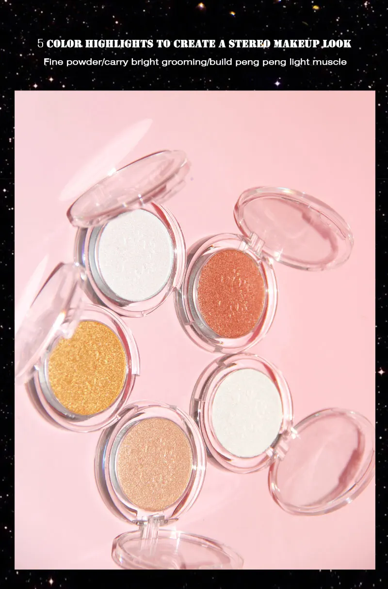 5 Colors Private Label Loose Highlighter Makeup Gold Bronze Powder ...