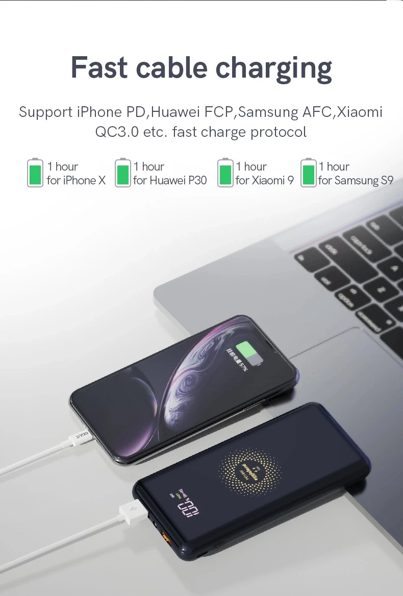 10w Wireless 10000mah Pd18w Power Bank Charger Portable 2 Output Custom ...