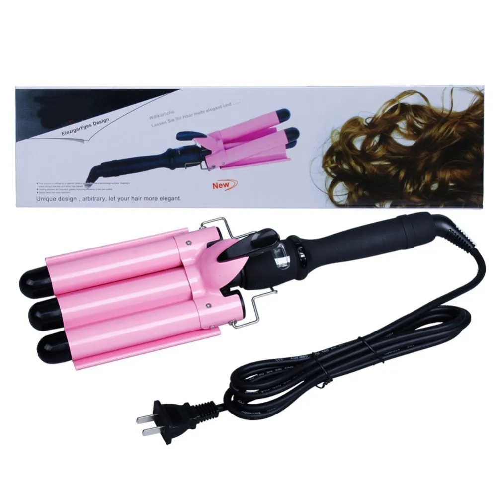 Home Use New Three Barrel Ceramic Ionic Big Wave Curler Automatic Lcd ...