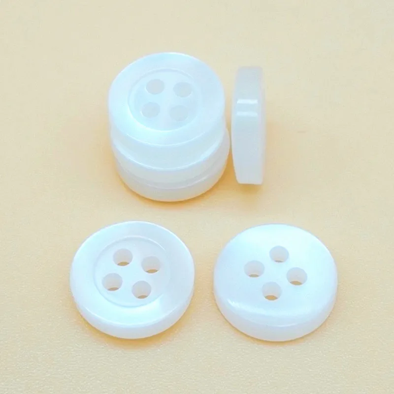16L 10mm 4 Holes White Pearl Plastic Resin Button for Shirt, Stripe ...