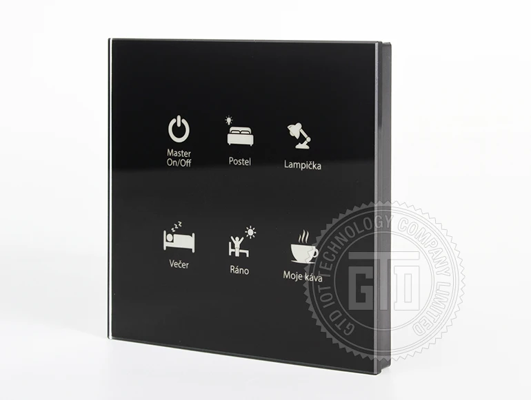 6 Button 12V DC RS485 Modbus Protocol Smart Hotel Light Touch Switch