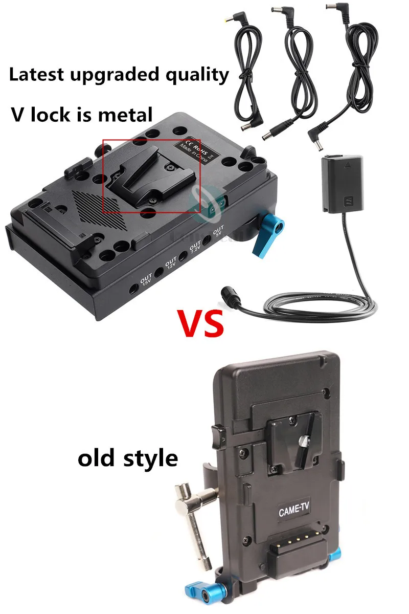 Censreal V Lock Gold Mount Plate - Power for Dsrl Cameras
