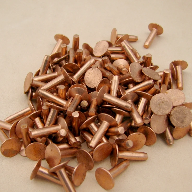 3.3mm 4mm Brass Leathercraft Rivets Flat Head Solid Copper Rivets ...