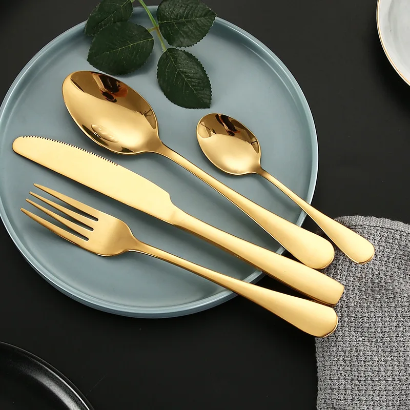 Wedding Cutlery Set Wholesale Gold Flatware Classic 4 Pieces Gold ...