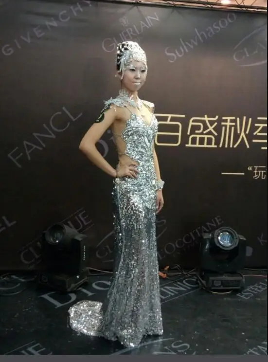 Shiny Sexy Sequin Cosplay Mermaid Night Club Stage Performance Show ...