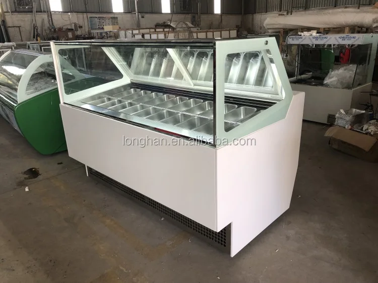 Best Price 16 Pans Hard Ice Cream Gelato Display Showcase