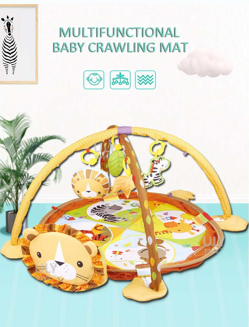 3 In 1 Cartoon Lion Baby Infant Activity Gym Play Mat W Hanging Toys ...