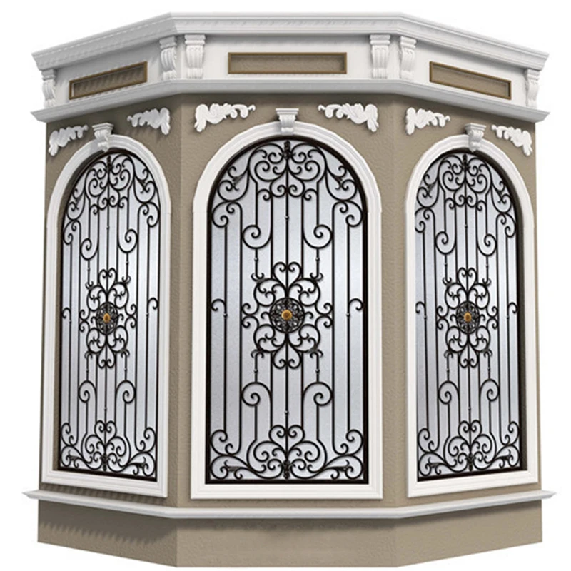 Durable Wrought Iron Window Security Grill Design Bars