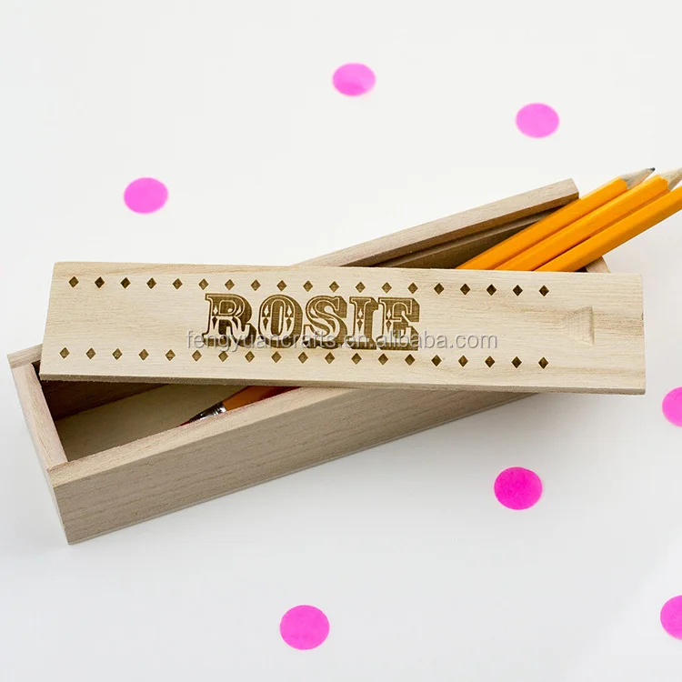 Cheap Unfinished Wood Pencil Box Sliding Lid Wooden Color Pencil Boxes ...