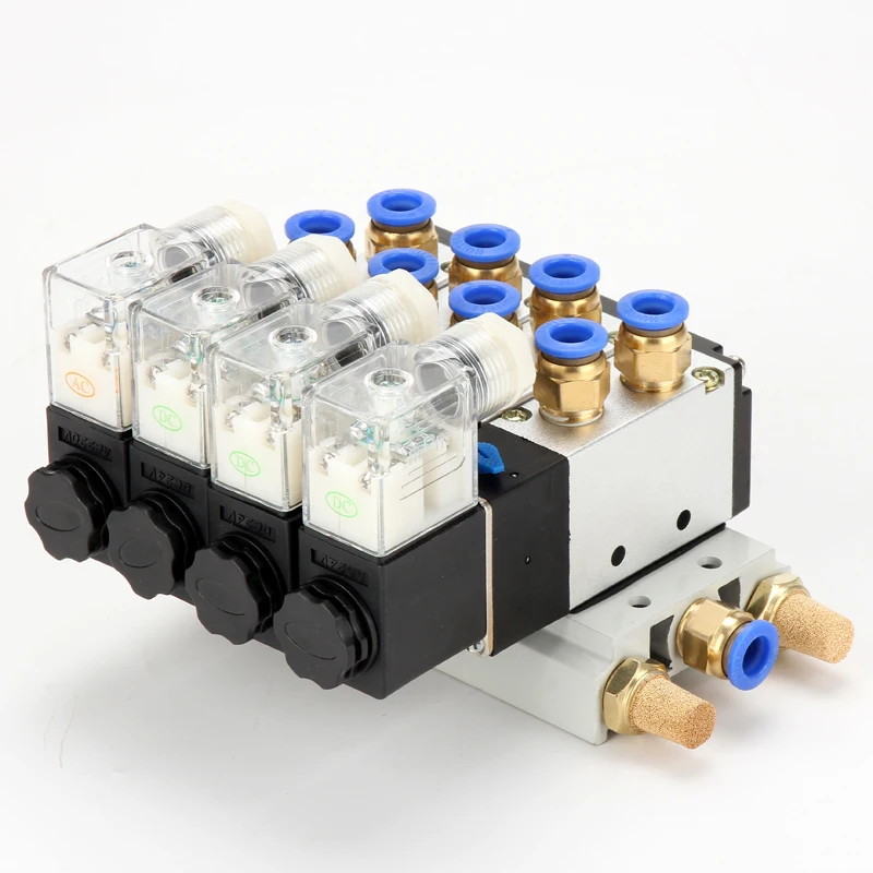 Airtac Type Manifolds Solenoid Valve 4v210-08 Set Dc12v/dc24v/ac110v/ac220v Base - Buy Solenoid ...