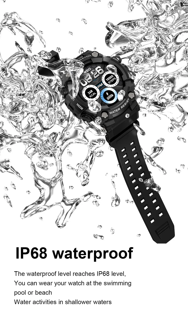 Newest T6 Smartwatch Camouflage Sport Digital Watches Men Wrist Message ...