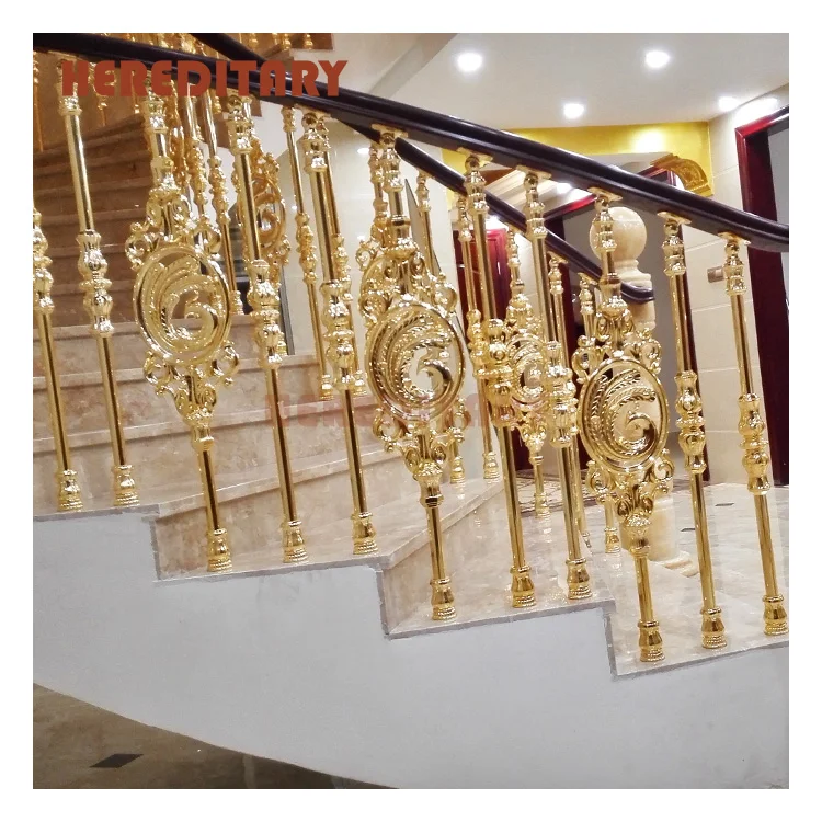 Balcony Aluminum Gold Plated Stair Handrails Railings Designs In India ...