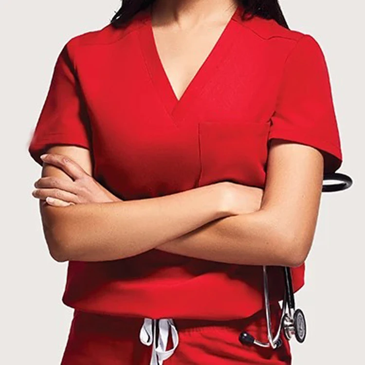 Core Stretch Spandex Scrubs For Women V Neck Hospital Uniform Medical ...