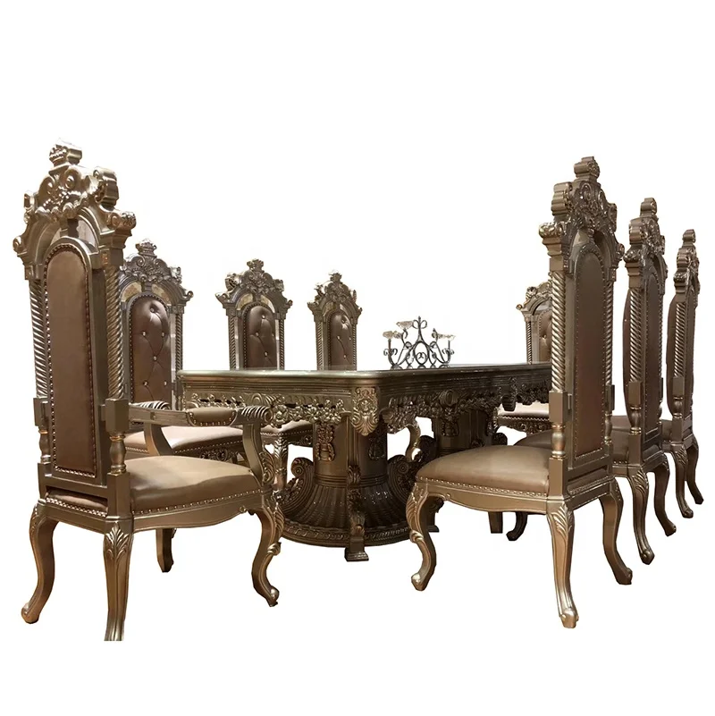 European Style Luxury Classic Dining Set Vintage Solid Wood Dining ...