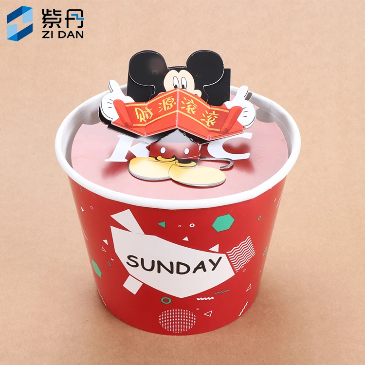 Paper Bucket 65oz Pe White Cardboard Custom Fried Chicken 130oz Popcorn ...