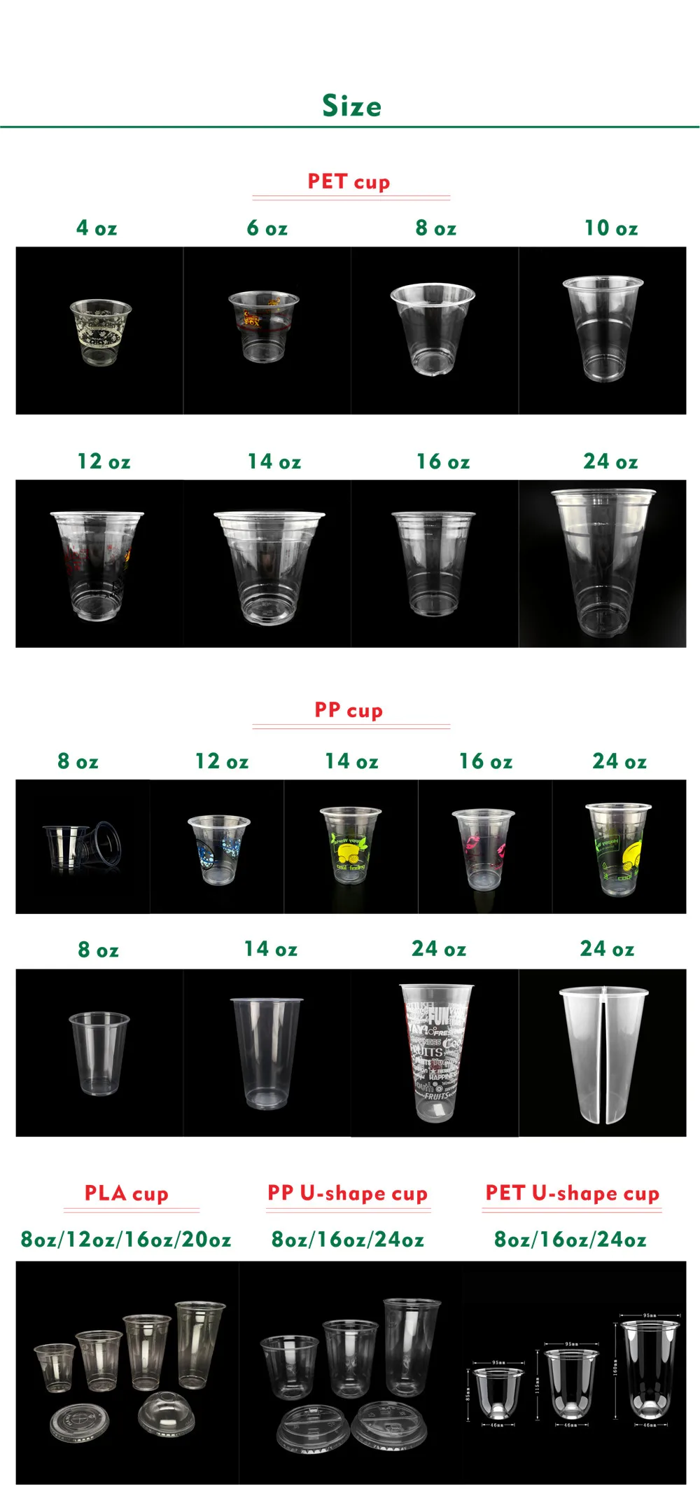 24oz 700ml Custom Printing Glass Round Bottom Disposable Plastic Cup ...